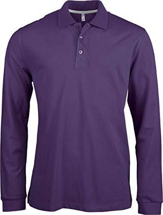Kariban Polo Manches Longues - Violet, L, Homme