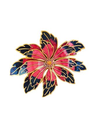 Susan Caplan Vintage broche fleur de lotus (années 1980) - Noir