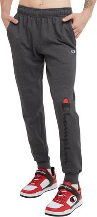 Champion Herren, Powerblend, Fleece Joggers, Comfortable Sweatpants for Men (Reg. Or Big & Tall) Trainingshose, Granit-Skript, Groß