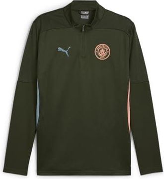 Puma Puma Top dentraînement Manchester City avec Fermeture éclair Courte pour Homme, Myrtle Bold Blue Green, S