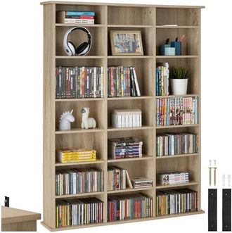 TecTake Étagère Bibliothèque Étagère Rangement CD/DVD pour 840 CDs - 105,5x19x136,5 cm Meuble de Rangement Moderne pour Rangement Bureau, Salon, Chambre, Etag
