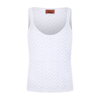 Missoni Stretch Chevron Baumwoll- und Viskose-Tanktop - - Tops - Damen - Wei&szlig; - XL