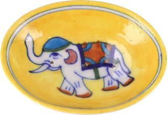 Guru Shop Handbemalte Keramikseifenschale - Modell 12, 3x13x10 cm