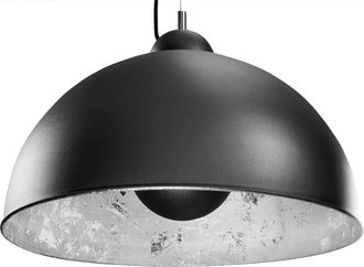 Invicta Interior Moderne Hängelampe STUDIO schwarz silber Lampe Blattsilber Optik Hängeleuchte Wohnzimmerleuchte Metall