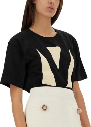 Valentino Printed Cotton T-Shirt - Black