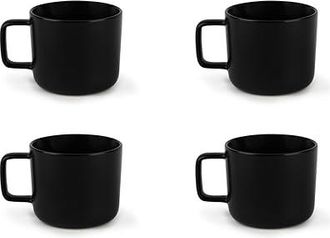 Excelsa Nordic Set mit 4 schwarzen Teetassen, Keramik, Steingut, Fassungsvermögen 210 ml