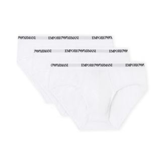 Emporio Armani Homme, Sous-v&ecirc;tements, Blanc, Taille: XL Lot de trois slips en coton stretch