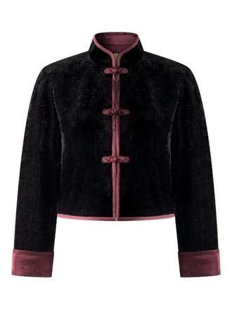 Shanghai Tang veste en velours à boutonnière - Noir