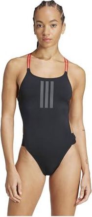 adidas Womens Maillot de Bain 3 Bandes Dos en X Ripstream, Black/Pure Ruby, 44