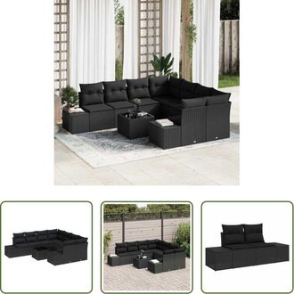 vidaXL vidaXL Poly Rattan - Sofa Set mit Kissen 9 pcs Schwarz Poly Rattan