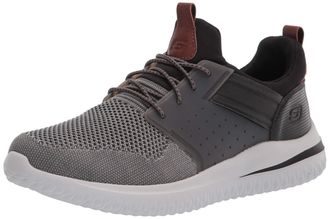 Skechers Herren Delson 3.0 Cicada Sneaker, Gray Black Knitted Mesh W Synthetic, 39.5 EU