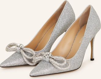 Mach & Mach Mach & Mach Pumps Double Bow Mit Schmucksteinen silber