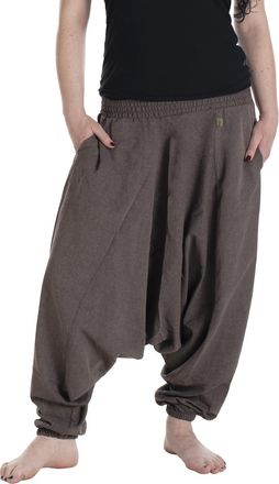 vishes Alternative Bekleidung - Lange Unisex Baumwoll Haremshose Schlupfhose Einfarbig ohne Taschen Einheitsgr&ouml;&szlig;e 34-46 steinbraun