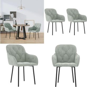 vidaXL Vidaxl - Esszimmerstühle 2 Stk. Hellgrau Samt - Esszimmerstühle - Samtstühle - Stühle Grau - Bequeme Stühle - Moderne Stühle - Home & Living