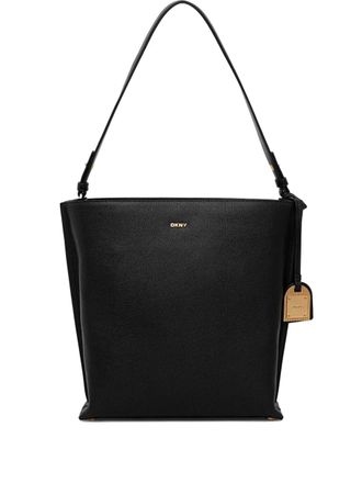 DKNY sac port&eacute; &eacute;paule &agrave; &eacute;tiquette logo - Noir