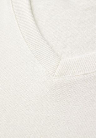 Street One T-Shirt - Kurzarmshirt mit V-Ausschnitt in Strickoptik