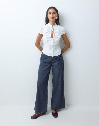 Daisy Street pantalon &eacute;vas&eacute; &agrave; liens sur le c&ocirc;t&eacute; bleu marine