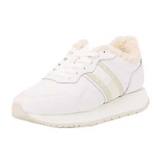 Tommy Jeans Damen Runner Sneaker Eva aus Leder, Wei&szlig; (Ecru), 36