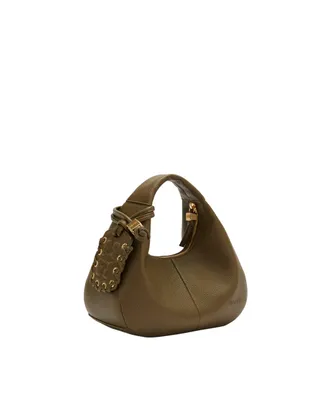 Ganni Womens Handbag Mini Hobo Military Olive Polyurethane Handbags Hand Bags
