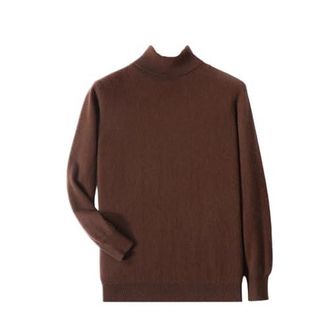 Generic Pull ample en laine mélangée à manches longues pour homme Automne Hiver, Café noir, M
