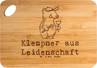 Mr. & Mrs. Panda Schneidebrett Klempner Leidenschaft - Geschenk, Fr&uuml;hst&uuml;cksbrett, Fr&uuml;hst&uuml;cksbrettchen, Meister, Handwerker, brotbrett, Servierbrett, Lustig, Installate