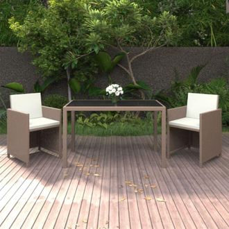 vidaXL vidaXL Ensemble &agrave; manger de jardin et coussins 3 pcs Poly rotin Beige