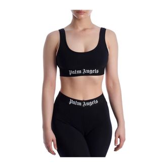 Palm Angels Femme, Sport, Noir, Taille: 38 FR Logo Bra Top