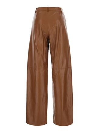 Max Mara Womens Leather Trousers Legno Beige Lamb