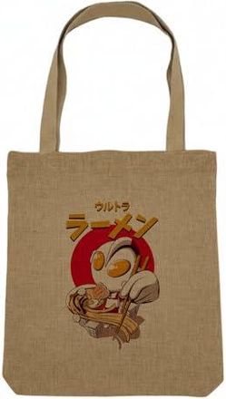 Fabulous Sac Shopping Tote Bag Aspect Lin - Ultra Ramen Illustration Parody Humour Japon Manga Anime - Sac de Courses Toile Epaisse 360g Beige Naturel Cabas Po