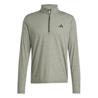 adidas Train Essentials T-shirt &agrave; manches longues avec fermeture &eacute;clair quart pour homme, Night Cargo/Noir, S