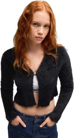 HUGO BOSS Hugo - Strickjacke f&uuml;r Damen, kurz geschnitten, leger, Lang&auml;rmlig (Schwarz)