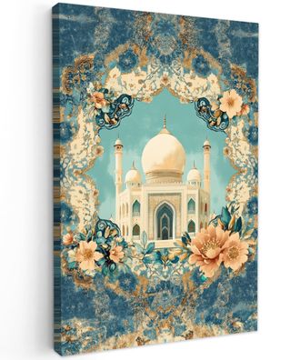MuchoWow &copy; Leinwand Bilder Gro&szlig; 80x120 cm XXL Wanddeko Wohnzimmer Islamische Room Decor Deko Zimmer Islam Wandbilder Modern Bild auf Leinwand Wandbilder Taj Ma
