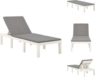 vidaXL Sonnenliege mit Auflage Kunststoff Wei&szlig; - Sonnenliege - Gartenliege - Liege - Outdoor M&ouml;bel - Pool Accessoire