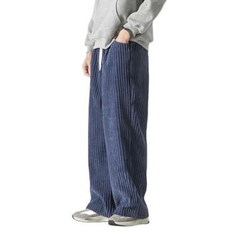 Generic Pantalon ample en velours côtelé pour homme - Pantalon de sport ample et élégant - Pantalon de rue tendance - Pantalon de jogging à jambe large - Cord