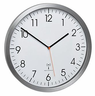 TFA Dostmann Analoge Funkuhr Wanduhr, 60.3527.55, geräuscharm, Nicht Tickend, mit Aluminium-Rahmen, zeitlos und modern, perfekt für Küche, Büro oder Wohnzimmer, Si