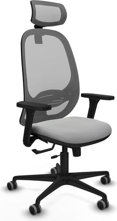 Piqueras y Crespo B&uuml;rostuhl mit 3D-Armen, h&ouml;henverstellbare Lendenwirbelst&uuml;tze und Kopfteil, h&ouml;henverstellbar und neigbar, Grau/Hellgrau