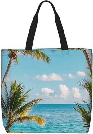 Generic Palmiers Tropicaux Sac Fourre-Tout D&eacute;contract&eacute; Sacs De Courses Grand Sac A Main Femme Pour Gym Voyage Shopping