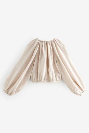 Next Langarmshirt Langarm-Oberteil Boho-Top aus 100 % Leinen (1-tlg)
