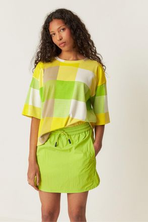 SKFK Damen vegan T-Shirt Lariz Mehrfarbig Gr&uuml;n/Gelb