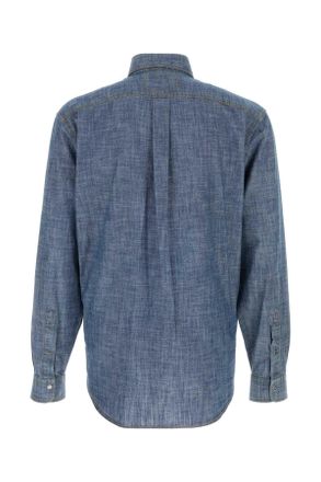 Fendi Mens Light-Blue Chambray Shirt Light Blue Exterior: Cotton Camicie
