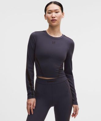 lululemon Haut Wunder Train court &agrave; manches longues Floqu&eacute; pour Femmes - Violet/Violet - Taille 10