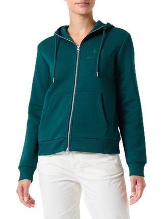 GANT Damen REG Tonal Shield Zip Hoodie Kapuzenpullover, DEEP Forest, 36