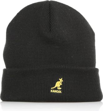 Kangol Homme, Accessoires, Noir, Taille: ONE Size Bonnet dhiver côtelé double épaisseur avec revers