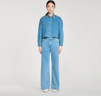 Sandro Chemise en jean strass&eacute;e