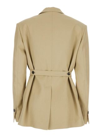 Tela Womens Double-Breasted Jacket, Beige Viscose Blazers