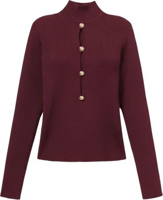 Self Portrait Femme, Pulls, Brun, Taille: 38 FR Top col roul&eacute; c&ocirc;tel&eacute; &agrave; manches longues