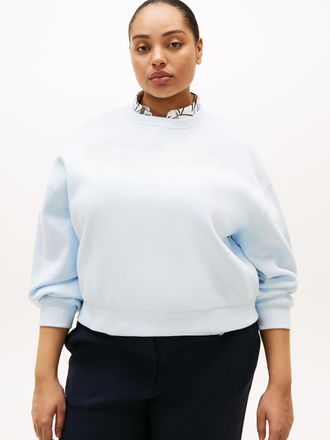 Tommy Hilfiger Sweatshirt TOMMY HILFIGER CURVE CRV CORP LOGO MDRN SWTSRT, Damen, Gr. 54, keepsake blau, Sweatware, Obermaterial: 63% Baumwolle, 37% Polyester, bedruc