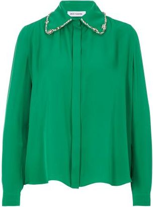 Dice Kayek Chemise en soie avec d&eacute;tail cristaux sur col