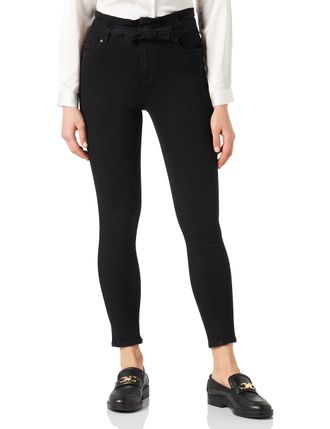 Only Womens ONLHUSH MID SK ANK Paperbag GUA Jeans, Washed Black, XS/32