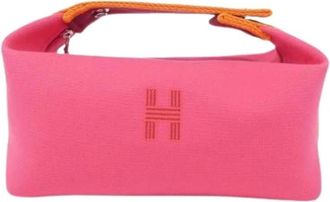 Herm&egrave;s Pre-owned Brid A Black PM Canvas Pouch - Femme - Pre-owned - Rose - Taille: ONE Size